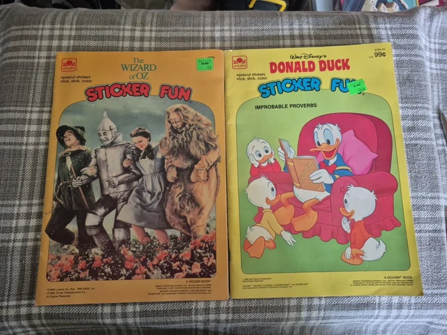 VINTAGE WIZARD OF Oz & Donald Duck Golden Sticker Fun Book Crafts $10. ...