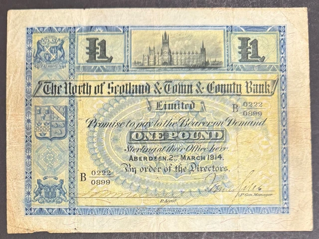 **THE NORTH OF Scotland & Town & County Bank Limited £1 Note** *Early ...