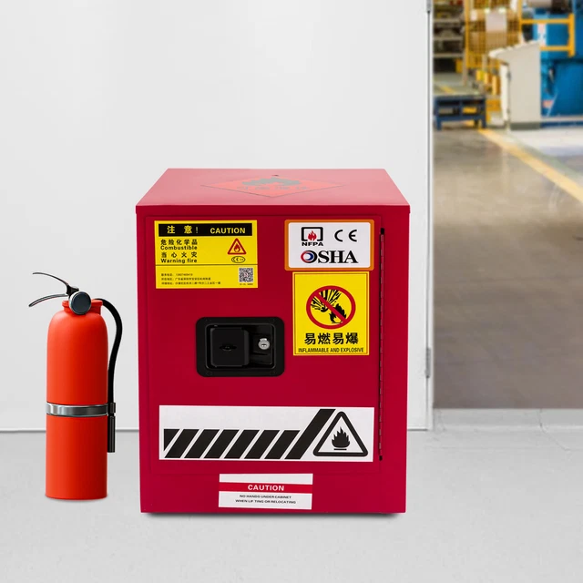 LIQUID SAFETY CABINET 4 Gallons Flammable Red Hazardous Storage Cabinet ...
