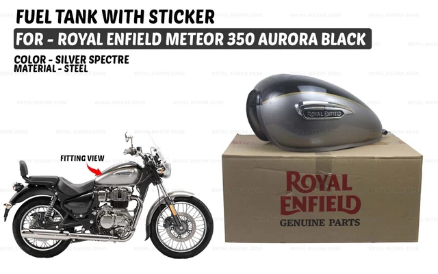 FUEL TANK WITH STICKER "For Royal Enfield Meteor 350 SILVER SPECTRE" £ ...