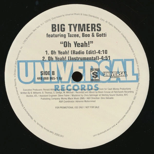 BIG TYMERS AVEC Tateeze, Boo & Gotti - Oh Yeah ! (12", Promo) EUR 16,91 ...