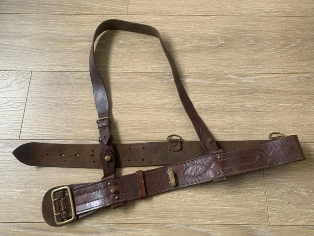 WW1 BRITISH ARMY Officer P1902 Mark II Double D-Rings Sam Browne Belt ...