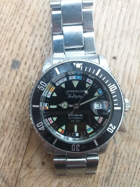 VINTAGE IMMERSION DIVE Watch navigator Swiss automatic sub sports yacht ...