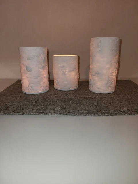 PARTYLITE TEELICHTHALTER TRIO Weißbirke aus Bisquit Porzellan EUR 18,00 ...