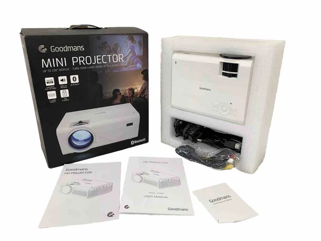 GOODMANS MINI PROJECTOR Portable 150” Display Max Bluetooth Smart TV ...