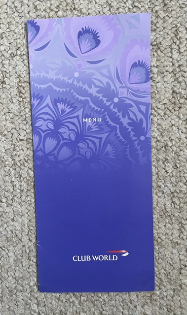 BRITISH AIRWAYS CLUB World MENU £5.00 - PicClick UK