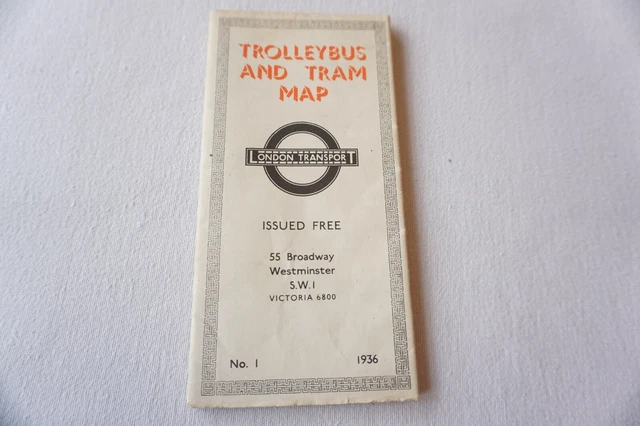 1936 NO. 1 Trolleybus & Tram Bus Map London Transport Bus Underground £ ...