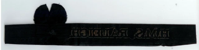 VINTAGE RARE 1940-1945 HMS Raleigh Royal Navy Cap Tally Hat Band Naval ...