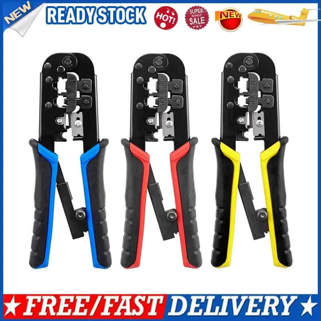 NETWORK LAN CABLE Crimper Cutter Ratchet RJ11 RJ45 Stripper Pliers for ...