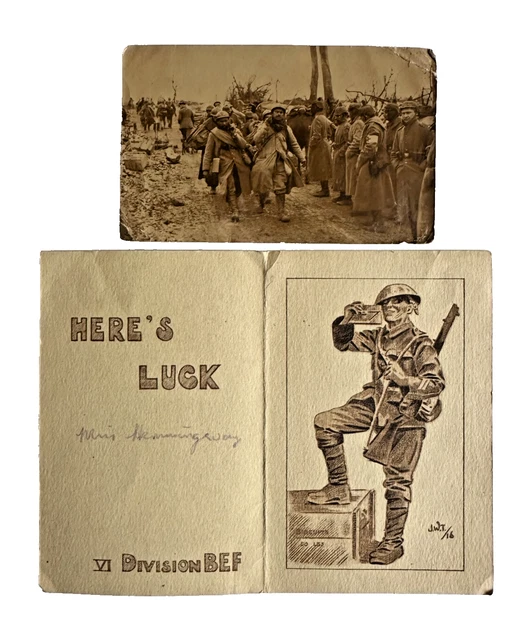 WW1 BRITISH ARMY XMAS 1916 CARD FROM THE FRONT LINE.6th DIV, 12th F.COY ...