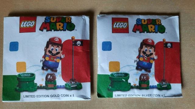 LEGO SUPER MARIO Coin Silver Coin + Gold Coin Set Limited Trading Coins ...