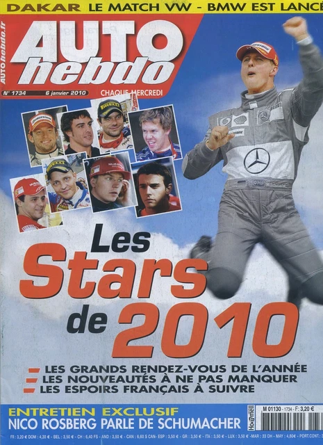 AUTO HEBDO N°1734 06/01/2010 DAKAR NICO ROSBERG WESTFIELD FW 300 EUR 2,50 - PicClick FR