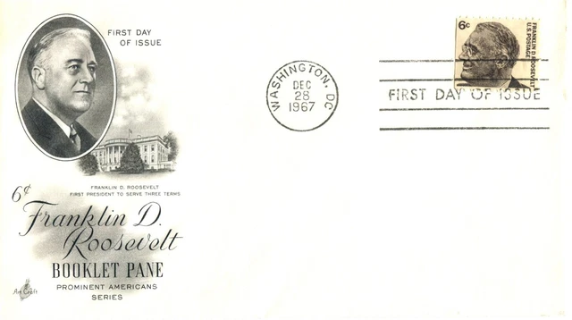 FRANKLIN D ROOSEVELT Booklet Pane - 1967 First Day FDC - ArtCraft ...