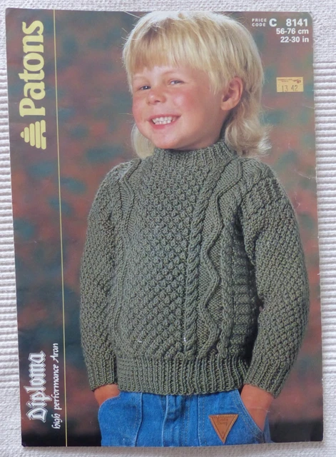 VINTAGE PATONS C 8141 Diploma High Performance Aran Original Knitting ...