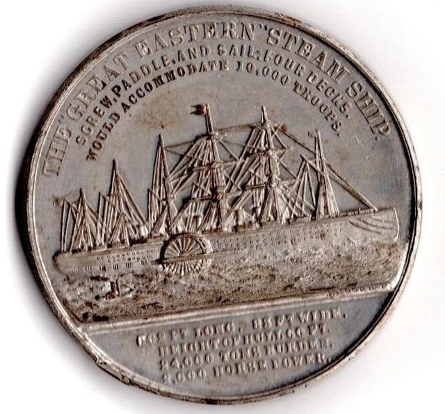 1858 QUEEN VICTORIA Launch Of SS Great Eastern Steam Ship. Médaille ...