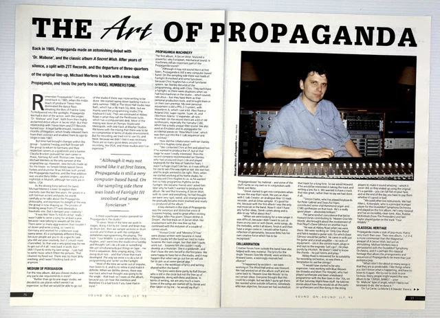 PROPAGANDA - 1980S Rock Band- 3 Page Clipping/Cutting Print Article ...