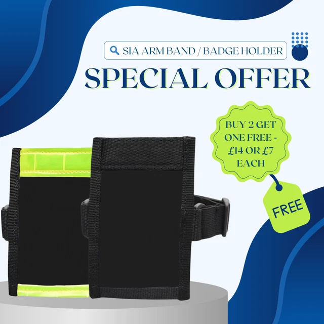 HIGH VISIBILITY SECURITY Arm Band ID Badge Card Holder SIA Armband £15. ...