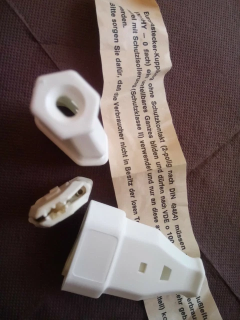 EUROPASTECKER-KUPPLUNG OHNE SCHUTZKONTAKT, 2 polig nach DIN49464, weiß ...