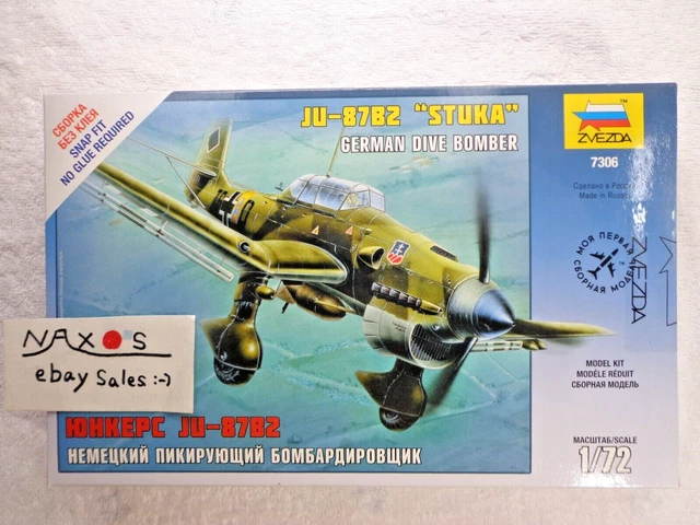 ZVEZDA 1:72 JUNKERS Ju 87B-2 STUKA GERMAN DIVE BOMBER SNAP FIT Kit No ...