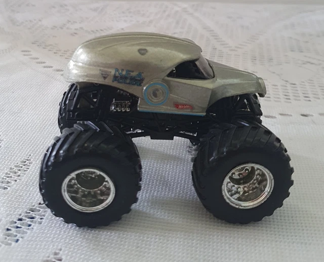 HOT WHEELS MONSTER Jam Silver NEA POLICE Monster Truck 1:64 Mattel Bent ...