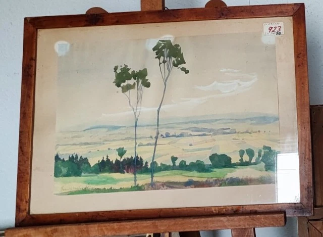 AQUARELL UNLESERLICH SIGNIERT Heinrichsdorfer Flur Landschaft um 1900 EUR 50,00 - PicClick DE