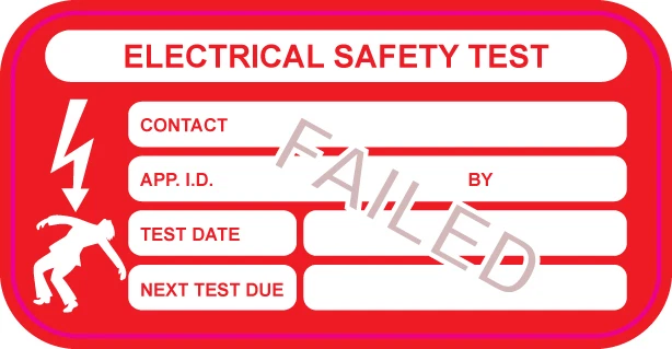 PAT TEST FAILED health and safety signs stickers Plug 40No 50x25mm £2. ...