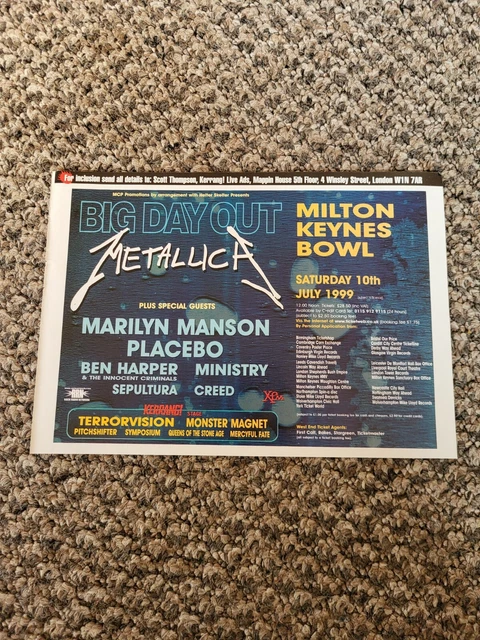 BEL7 ADVERT 5X8 Big Day Out 1999 : Metallica. Marilyn Manson. Ministry ...