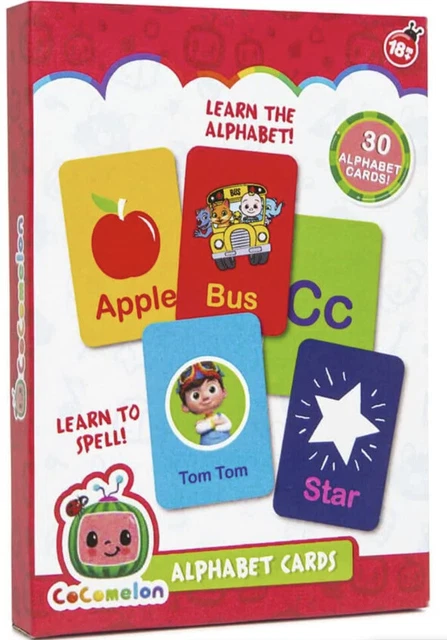 COCOMELON FIRST LEARNING Cards ALPHABET SPELLING 30 Cards Double Sided ...