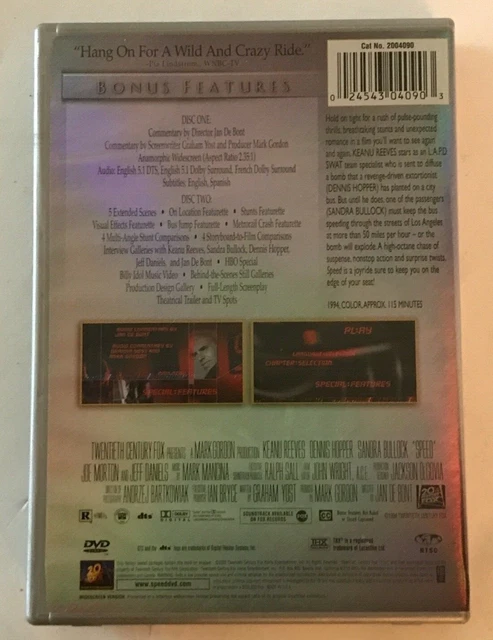 SPEED DVD FIVE Star Collection 2-Discs Keanu Reeves Sandra Bullock ...