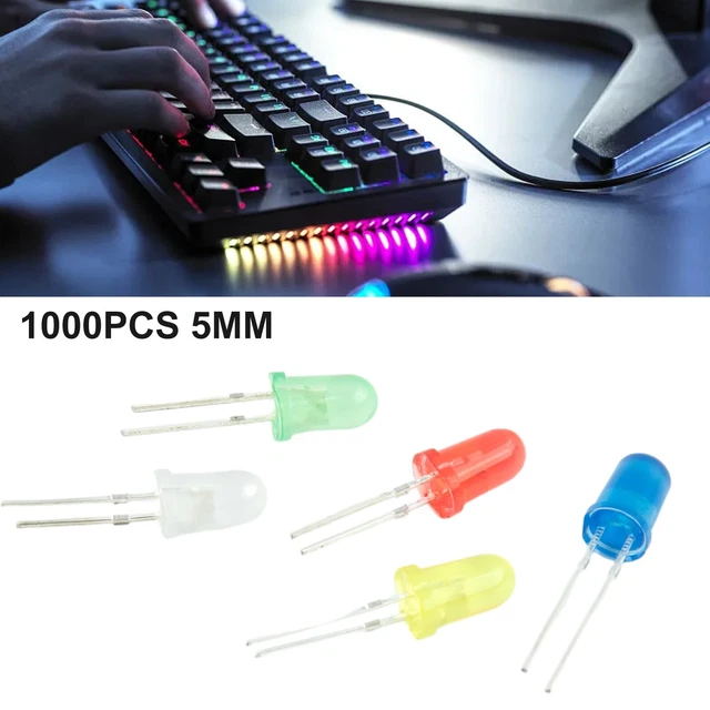 1000PCS 5MM LED Blue/green/yellow/white Circular Color LED Color Mixing ...