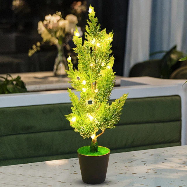 TREE POTTED NIGHT Light Simulation Plant Desk Lamp Warm Light Bedroom ...