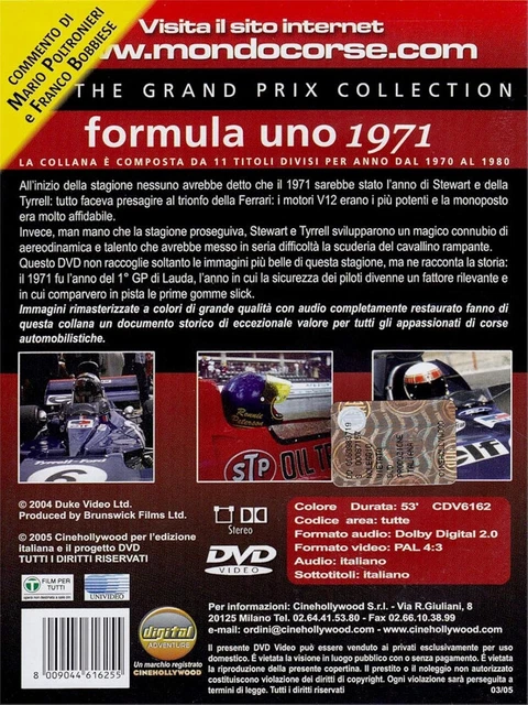 FORMULA UNO 1971 - Il Ritorno Di Stewart (DVD) documentario (US IMPORT ...