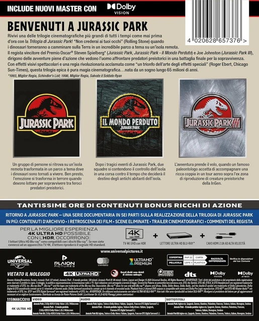 JURASSIC PARK TRILOGY 3 4K UHD) (4K UHD Blu-ray) Jeff Goldblum (UK ...