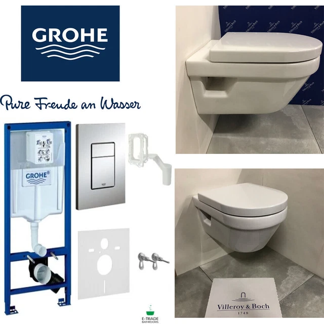 GROHE WC FRAME Villeroy&Boch ARCHITECTURA WALL HUNG TOILET Rimless Soft ...