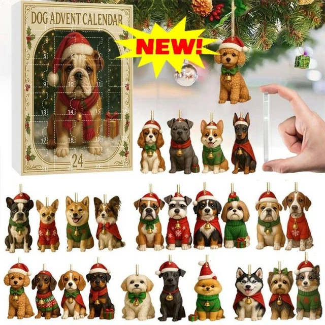 CUTE DOG ADVENT Calendar 2025, 24 Days U nique Dog Advent Ornaments ...