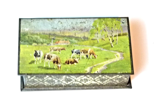 RARE ANTIQUE BISCUITS Tin Farm Cows Grazing Figural Casket £14.99 ...