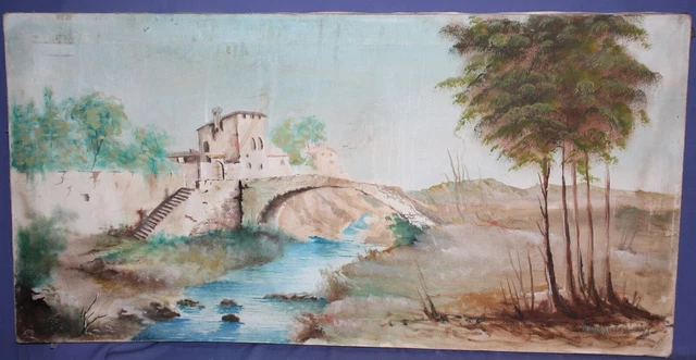 TABLEAU ANCIEN HUILE impressionniste paysage pont EUR 313,95 - PicClick FR