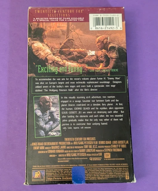 ENEMY MINE (1985) VHS - 1980s Dennis Quaid Louis Gossett Jr Sci-Fi ...