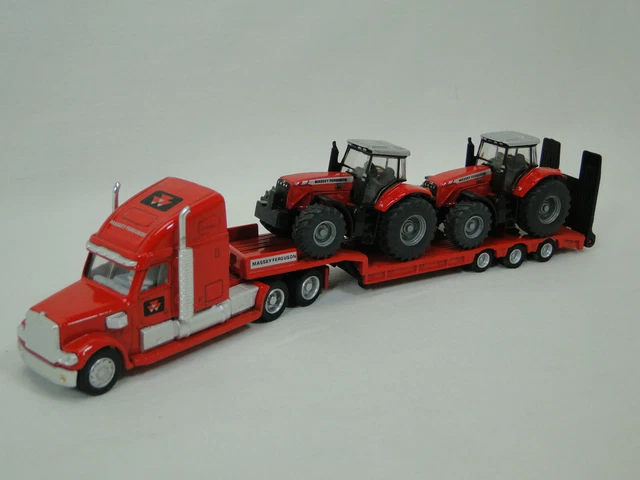 SIKU TRAKTORTRANSPORTER LKW mit 2 Traktoren Massey Ferguson 1832 1837 ...