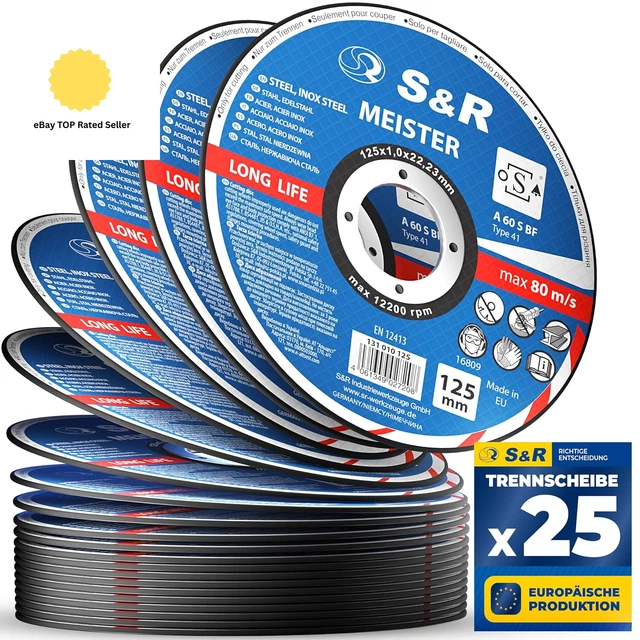 25X ULTRA THIN Metal Cutting Discs 125 * 1,0Mm for Angle Grinder, 1Mm ...