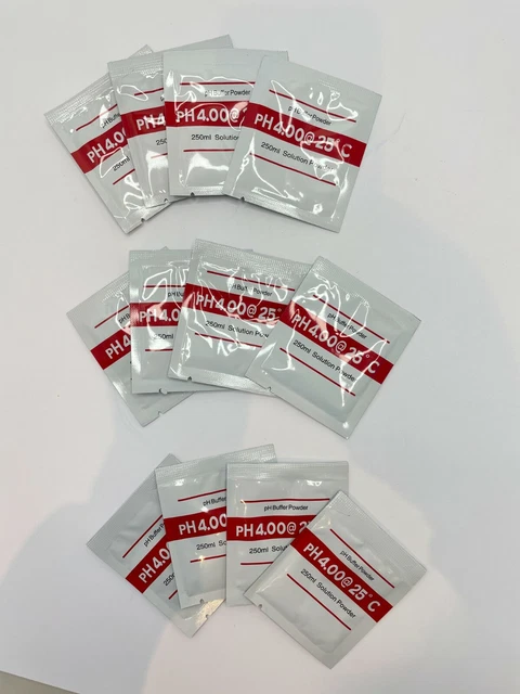 PH BUFFER POWDER calibration sachet solution mix 4.00 250ml mixer x 12 ...