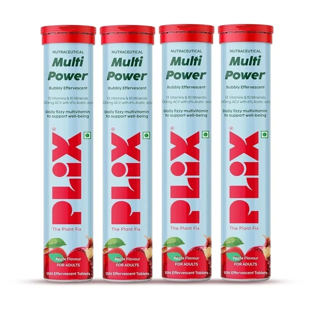 PLIX MULTIVITAMIN + Apple Cider Vinegar- 15 Tablets Pack Of 4 -(Apple ...