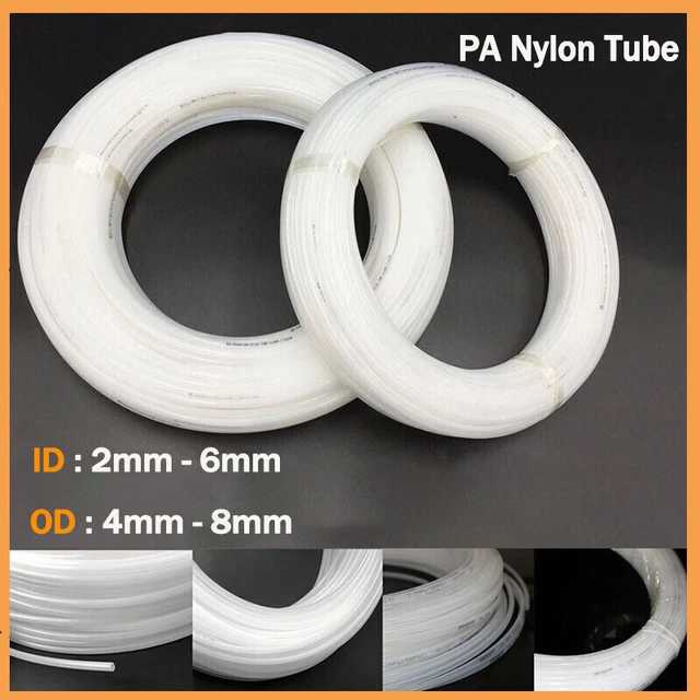 PA NYLON TUBE Pneumatic Air Line Tubing Oil Fuel Plastic Pipe White ID ...