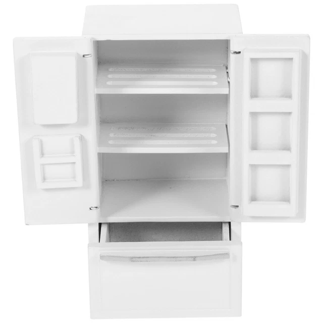 WOODEN MINI REFRIGERATOR Miniature Fridge for Dolls House Miniature ...