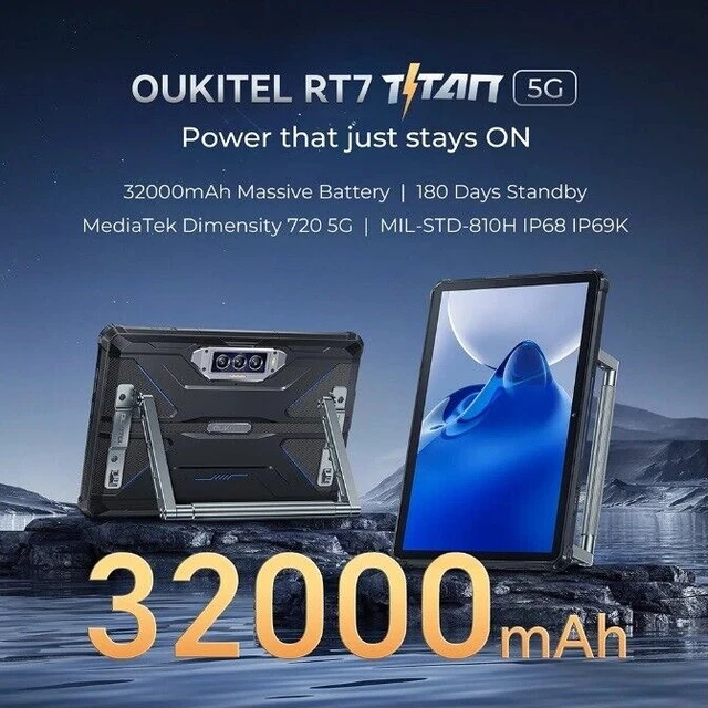 OUKITEL RT7 TITAN 5G Network Rugged Tablet, 12GB+256GB, 10.1 inch ...