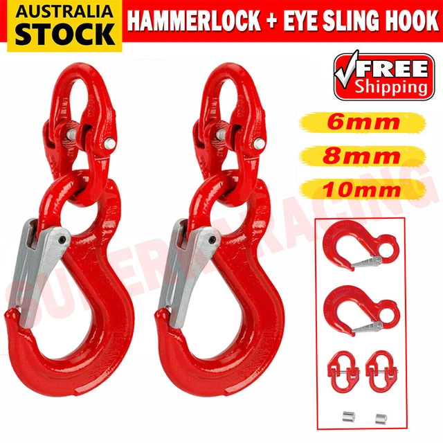 6MM/8MM/10MM HAMMERLOCK EYE Sling Hook & Chain connector Caravan ...