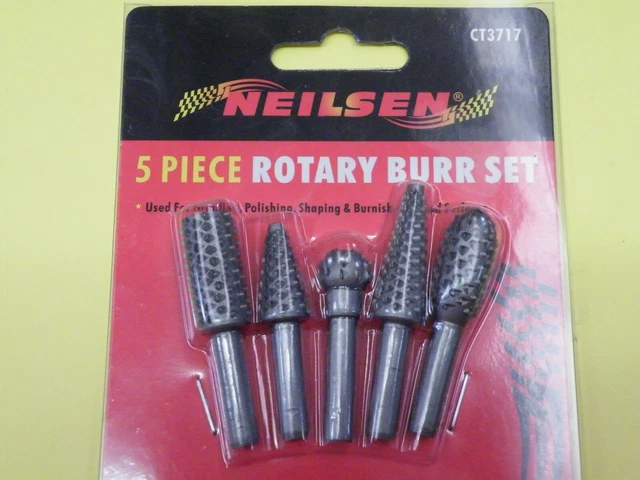 5X ROTARY BURR Set Wood Carving File Rasp Bit Large Cone Ball Oval 3717 ...