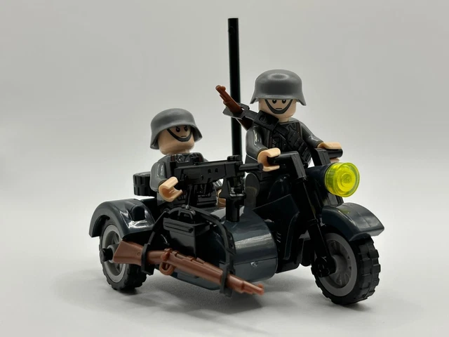 LEGO WW2 MOTO avec Sidecar | 2x Minifigures Soldat avec Fusils EUR 9,53 ...