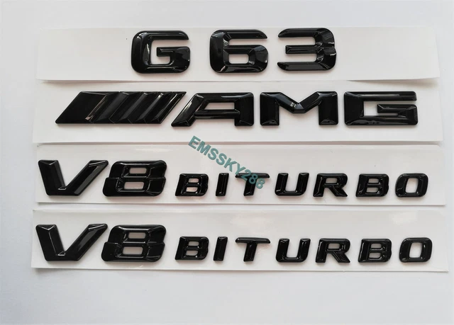 GLOSS BLACK MERCEDES G Class G63 Amg Rear Badges & V8 Biturbo Emblems £ ...