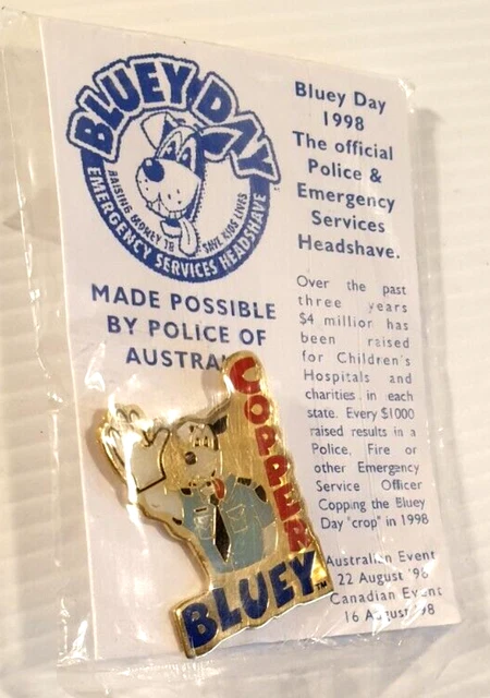 BLUEY DAY VINTAGE 1998 Copper Bluey Official Emergency Services Pin New ...